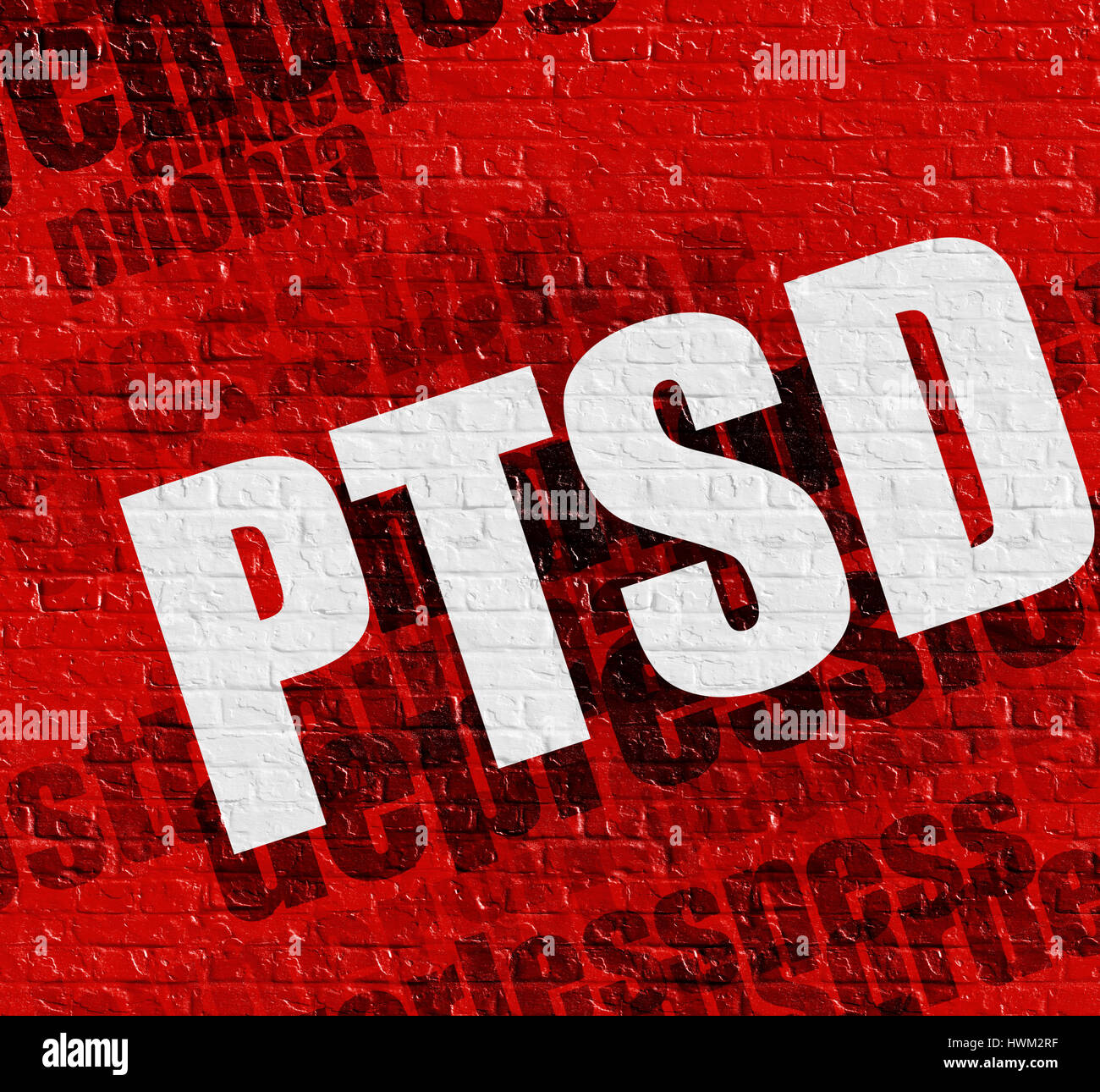 Modern medicine concept: PTSD on Red Brick Wall Stock Photo - Alamy