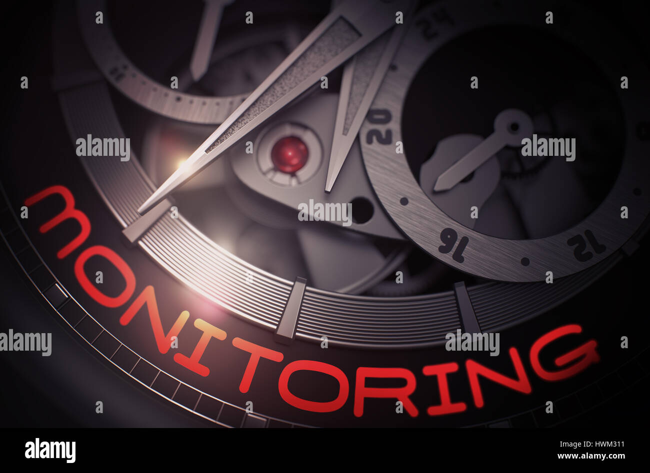 Monitoring on the Mechanical Wristwatch Mechanism. 3D Stock Photo - Alamy
