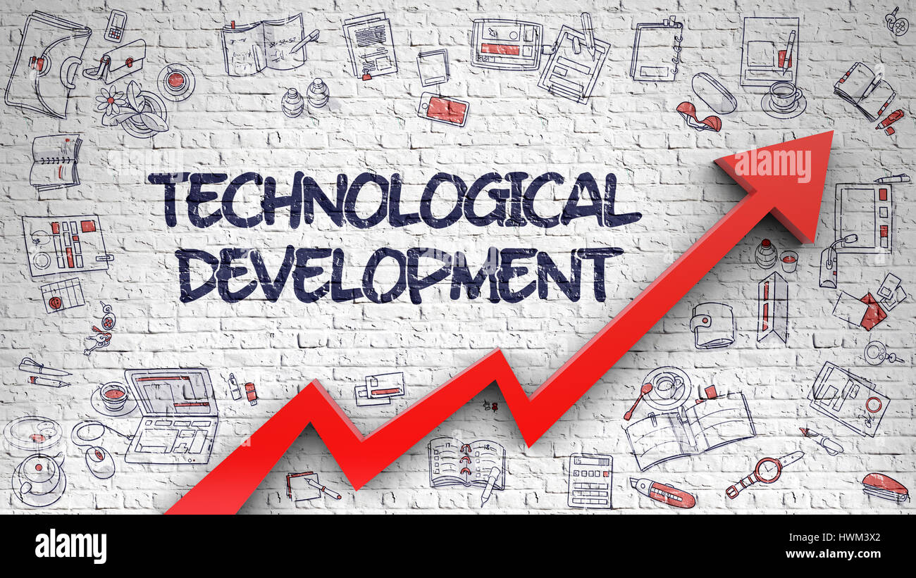 Technological Development Drawn on White Brickwall. 3d Stock Photo - Alamy