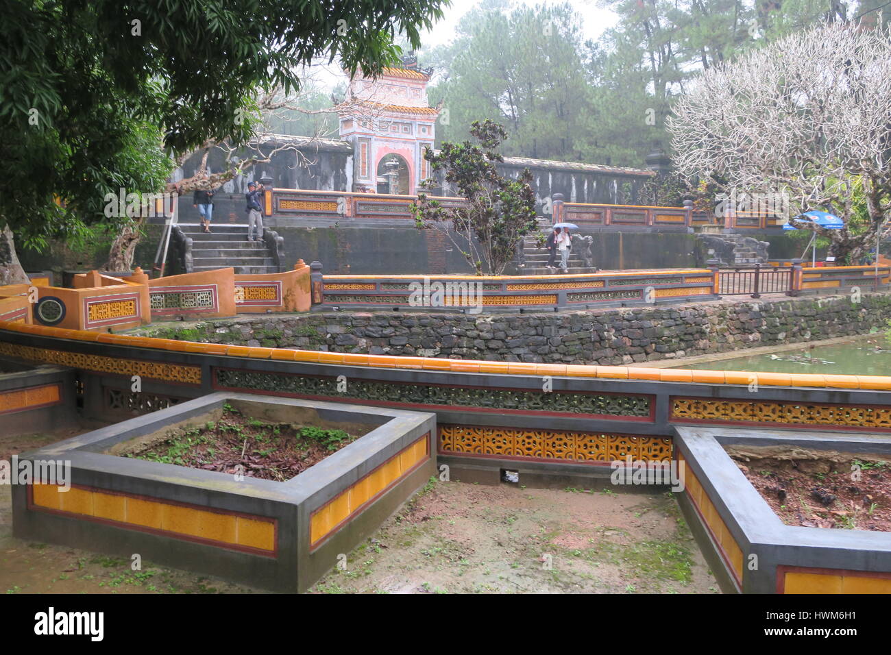 The tomb Khai Dinh is rectangular structure leaning against Chau Chu ...