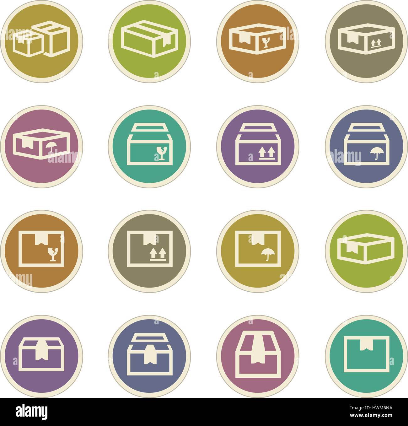 Simple set of box and crates related vector icons for your design Stock ...