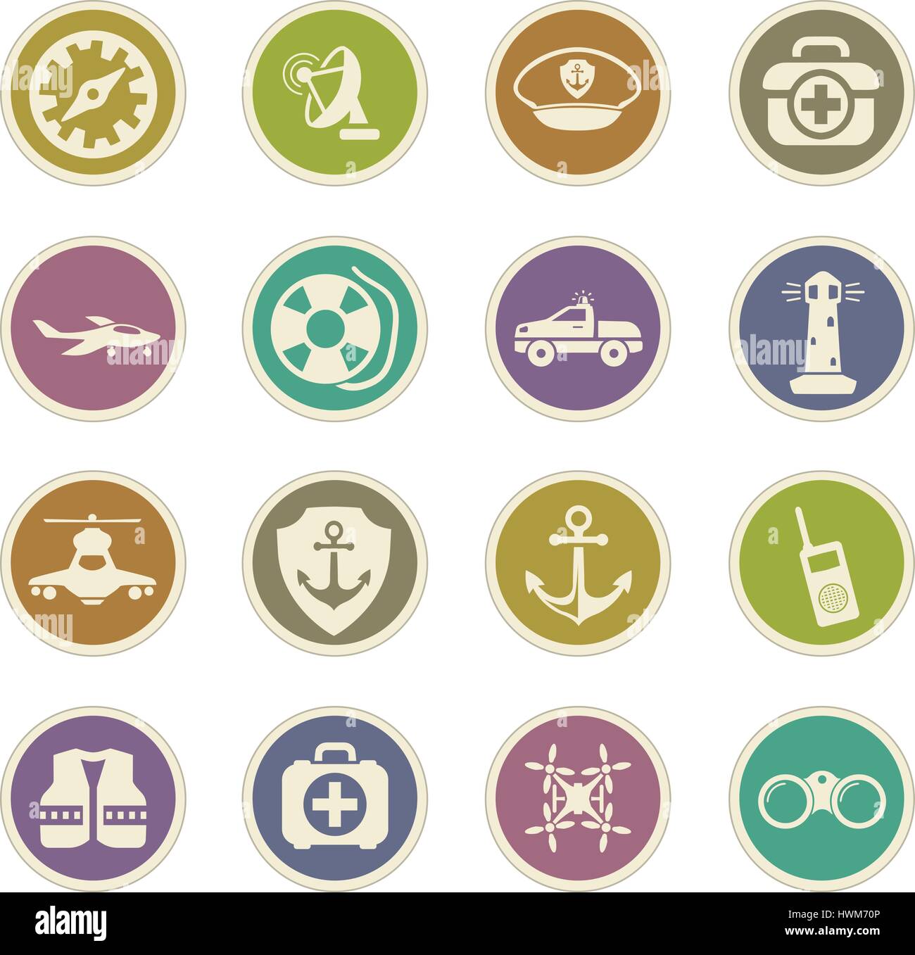 Coast Guard icon set for web sites and user interface Stock Vector ...
