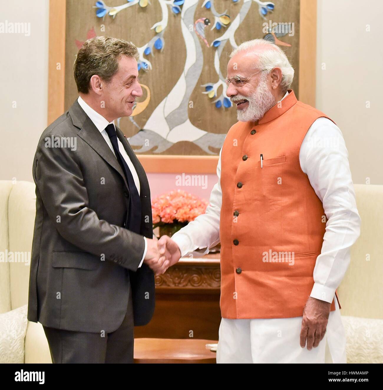 Indian Prime Minister Narendra Modi welcomes former President of France ...