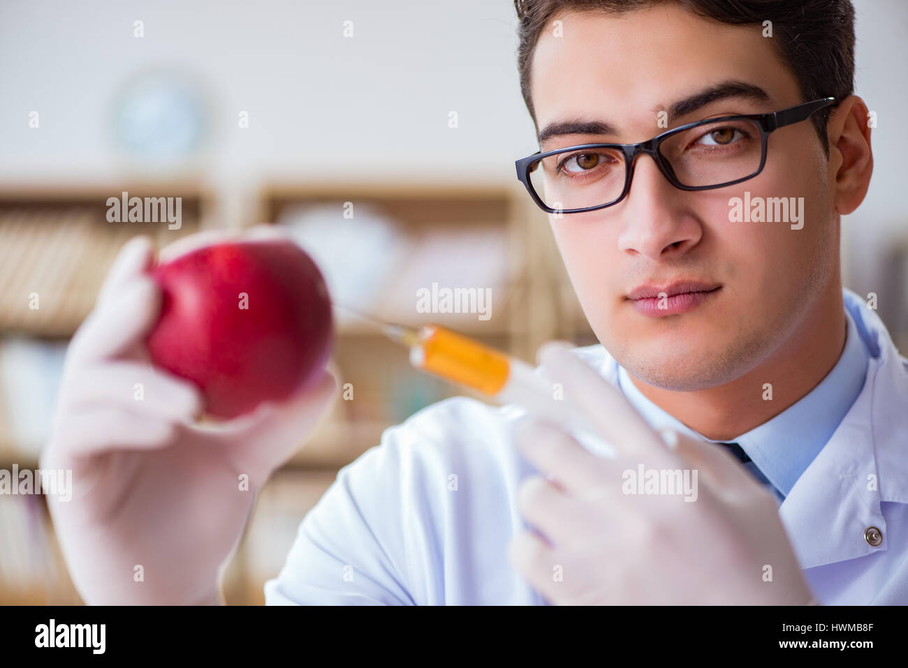Scientist working on organic fruits and vegetables Stock Photo - Alamy