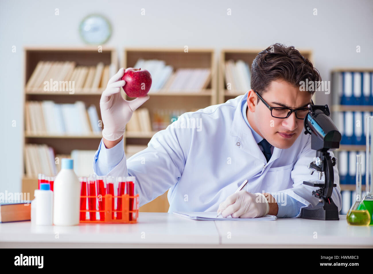 Scientist working on organic fruits and vegetables Stock Photo - Alamy