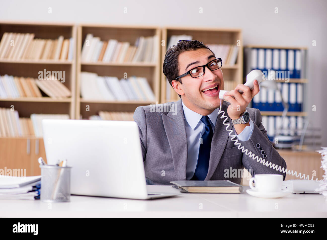 Funny businessman in the office Stock Photo - Alamy