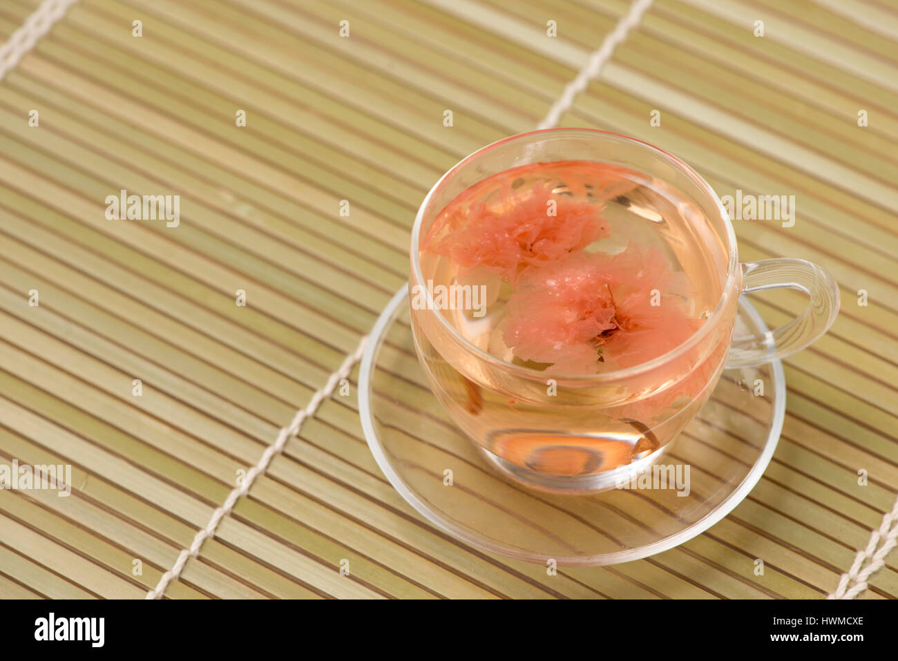 Cherry blossom (sakura) Japanese Herb tea on table Stock Photo - Alamy