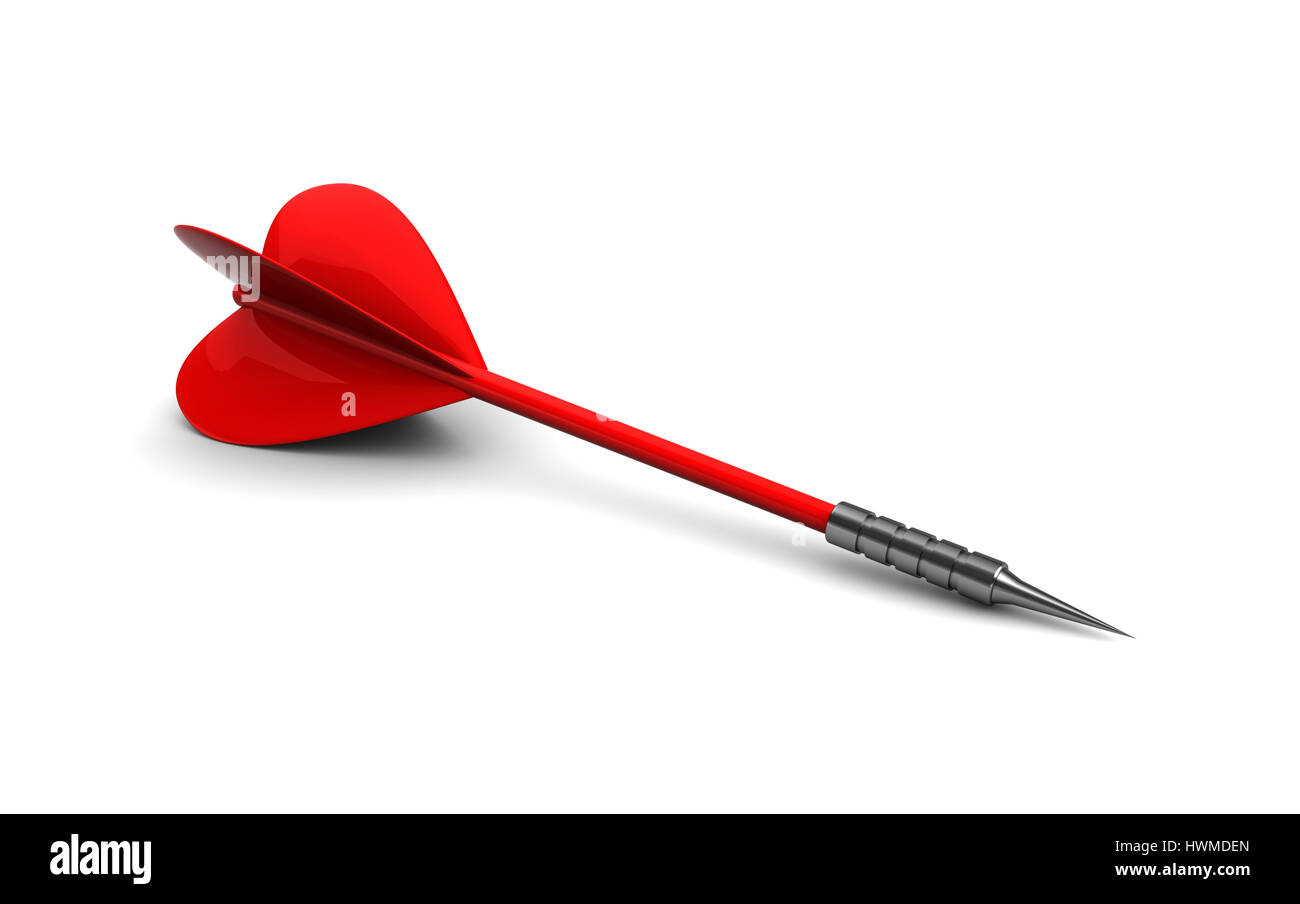 3d illustration of single red dart over white background Stock Photo ...