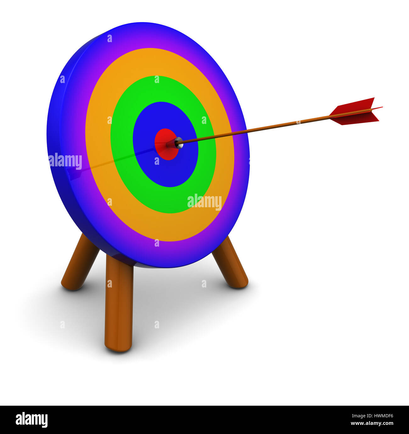 3d illustration of colorful archery target, over white background Stock ...
