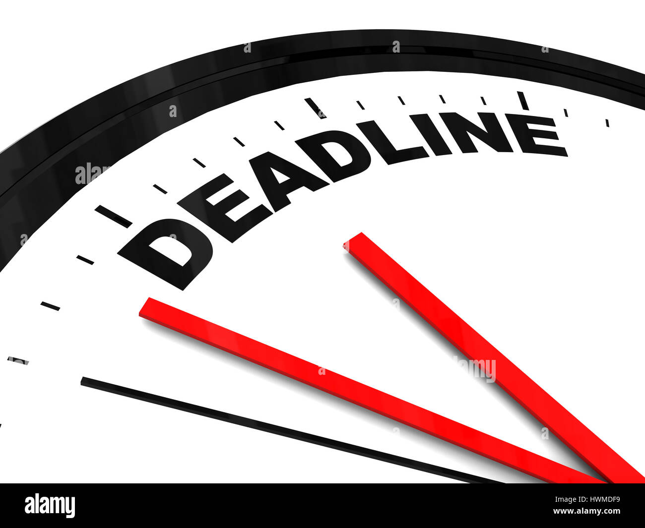 3d illustration of clock with 'deadline' text on it Stock Photo - Alamy