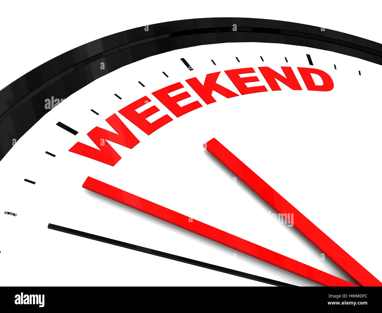 abstract 3d illustration of clock dial with text 'weekend' on it Stock ...
