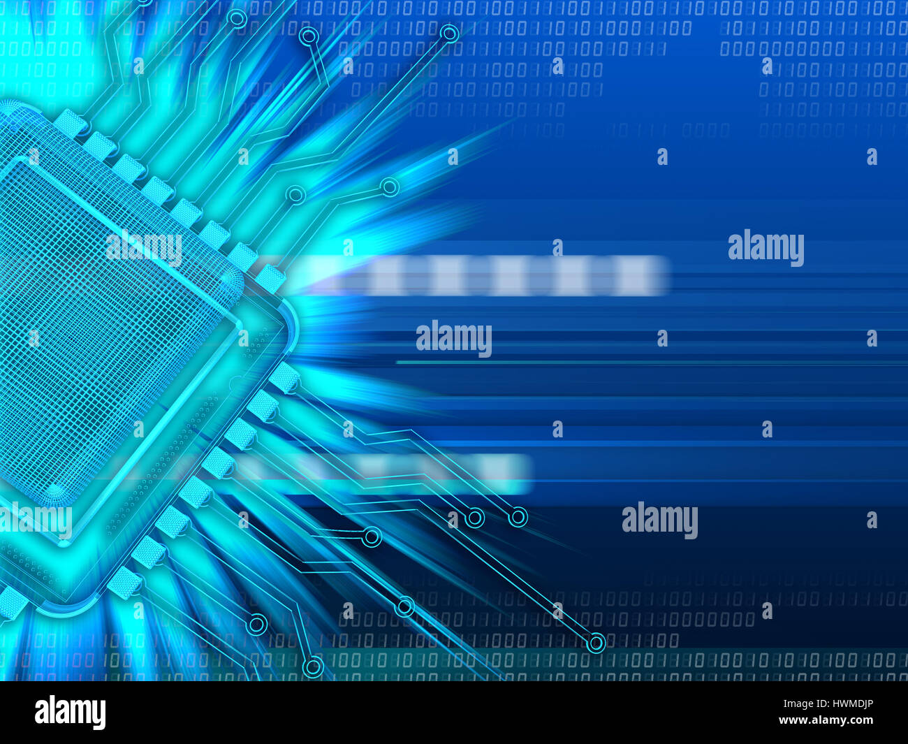 abstract 3d illustration of blue background with computer chip Stock ...