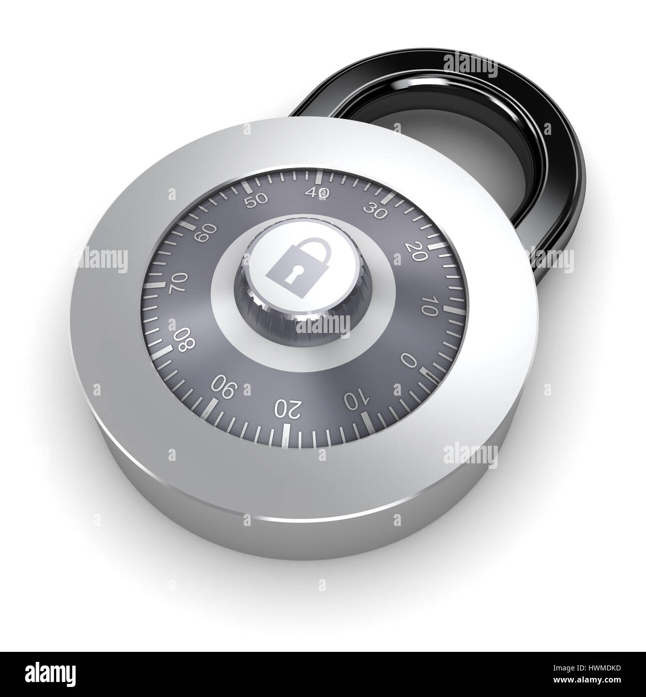 3d illustration of steel combination lock over white background Stock ...