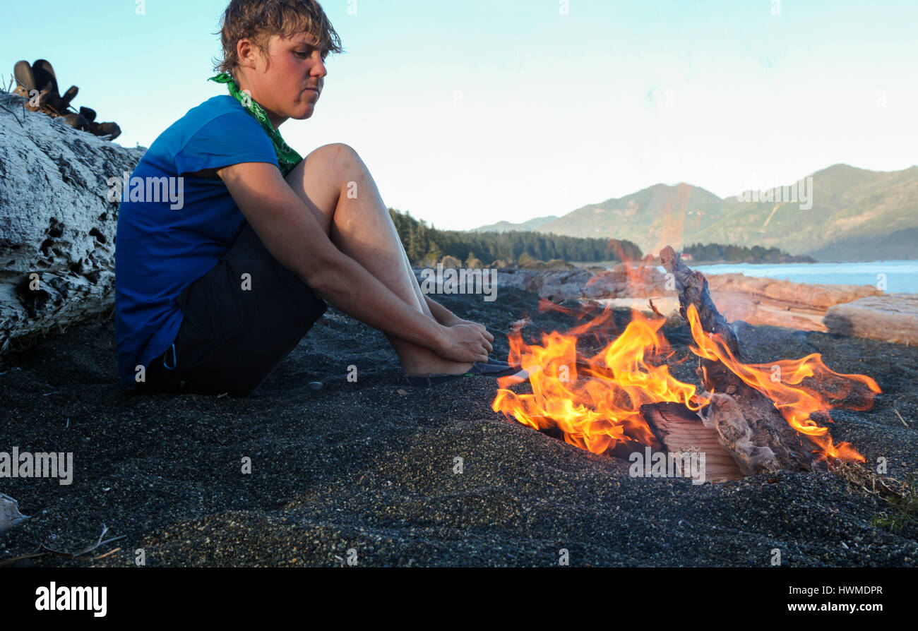 Campfire, Nootka Island Trail, Vancouver Island BC Stock Photo - Alamy