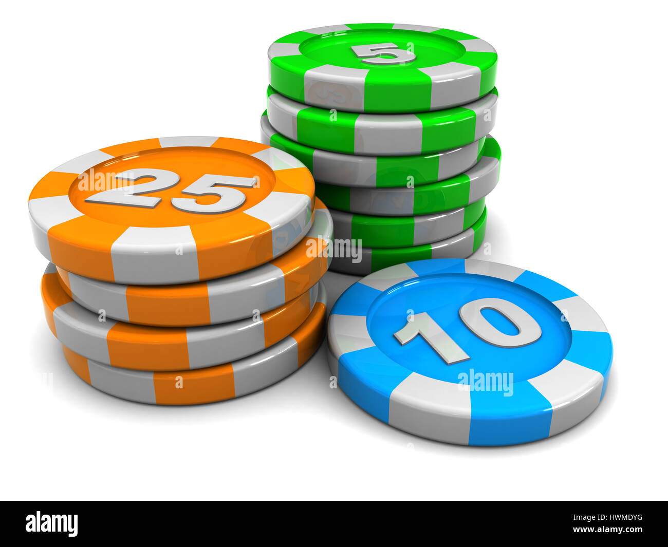 3d illustration of casino chips stack over white background Stock Photo ...