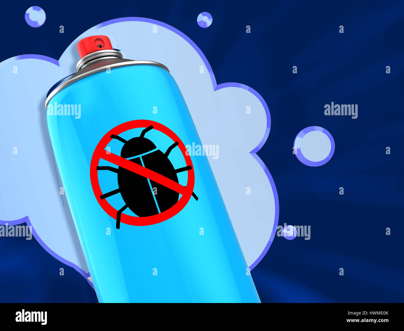 3d illustration of anti bug spray over blue background Stock Photo - Alamy