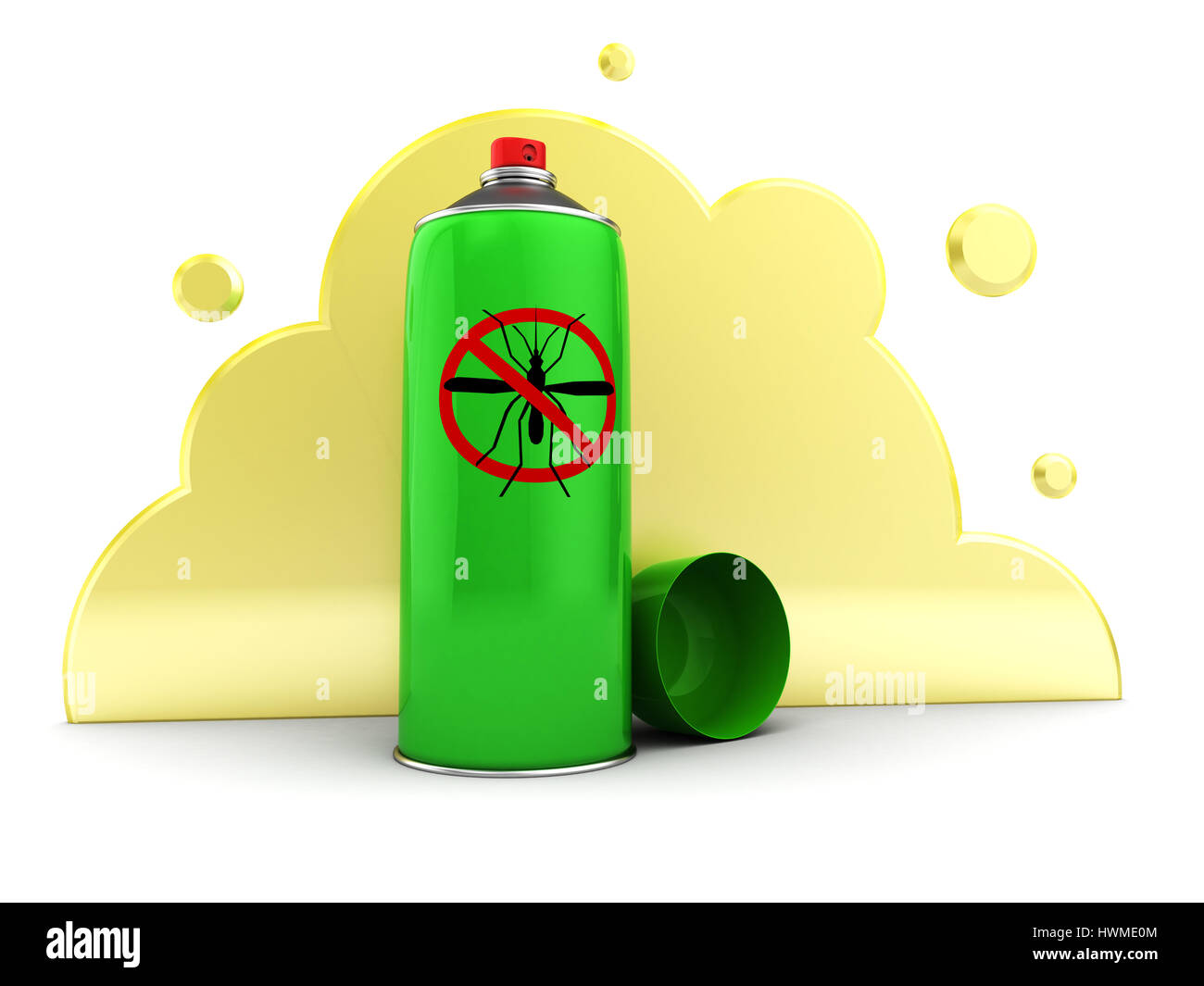 3d illustration of mosquito spray and yellow poison cloud Stock Photo ...
