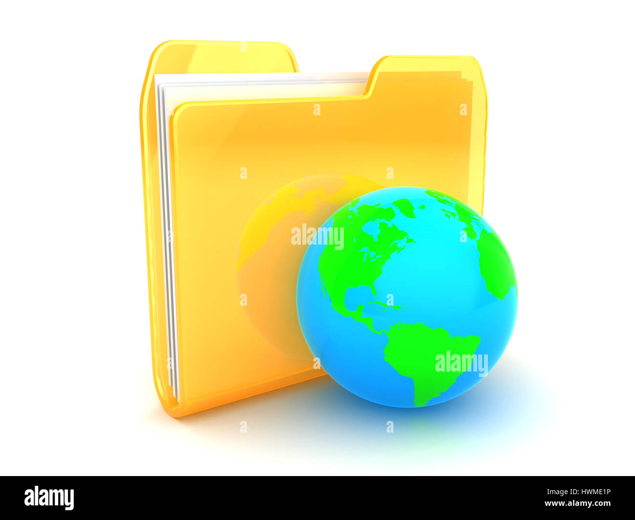 3d illustration of folder icon and earth globe Stock Photo - Alamy
