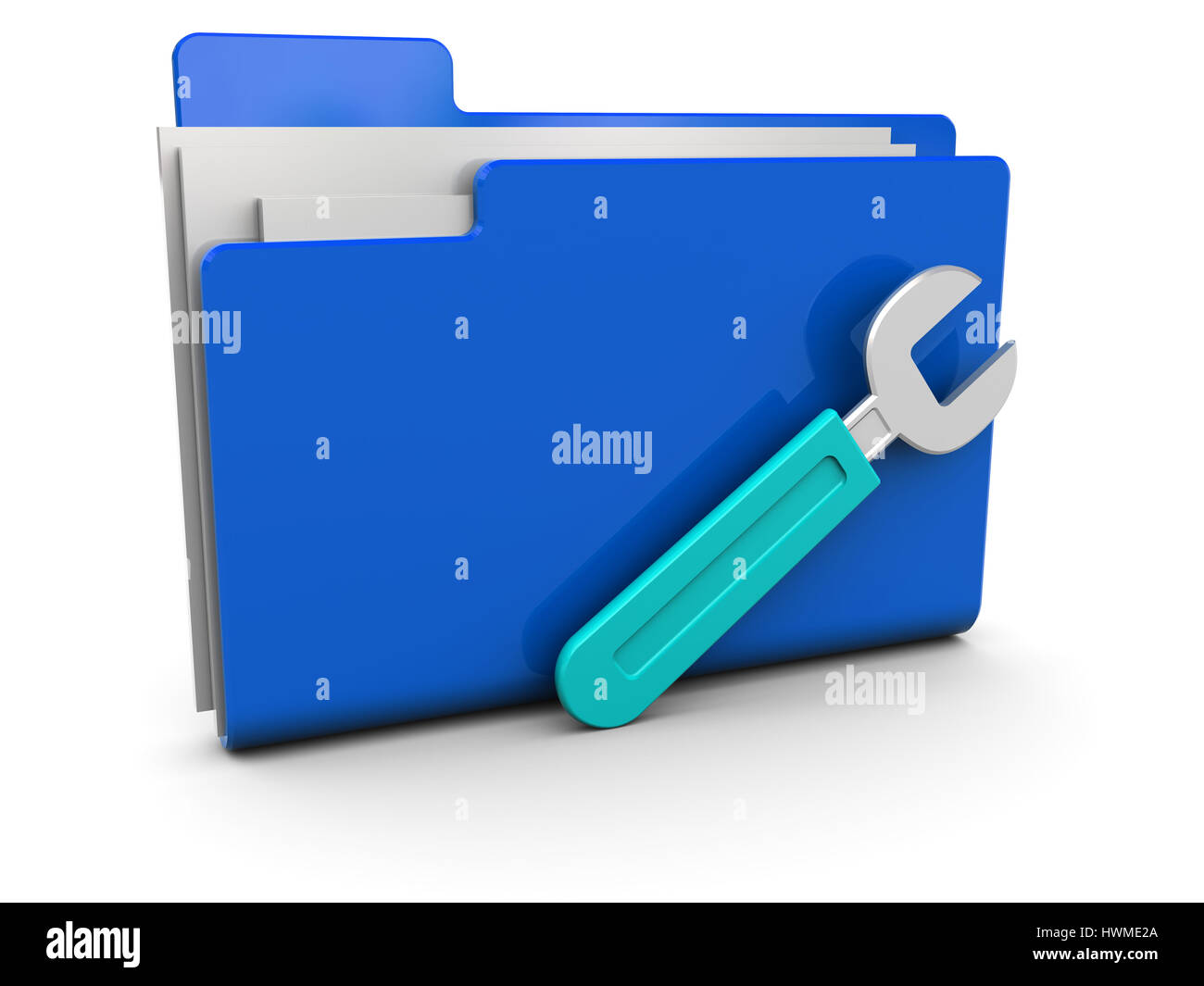 3d illustration of folder icon with wrench, over white background Stock ...