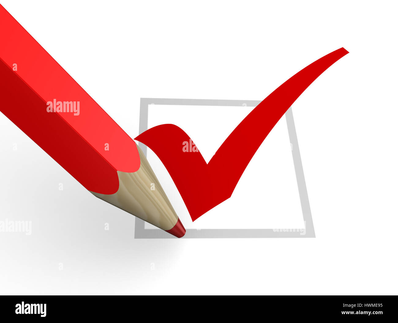 3d illustration of checkbox and red pencil Stock Photo - Alamy