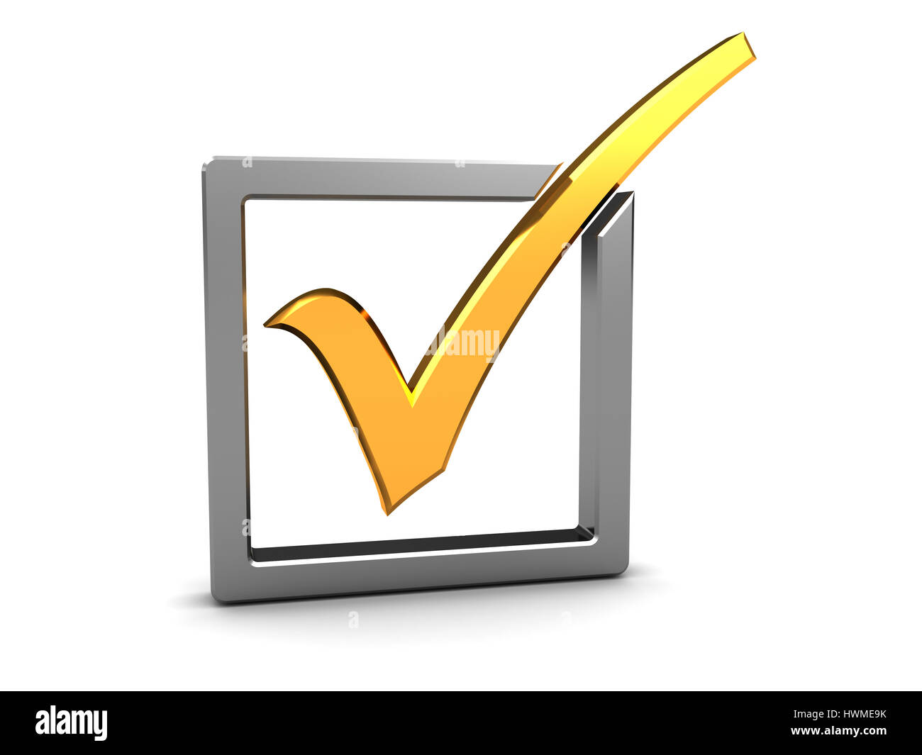 3d illustration of golden checkmark and steel checkbox Stock Photo - Alamy