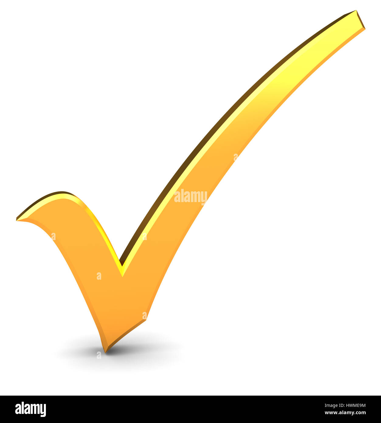 3d illustration of golden check mark over white background Stock Photo ...