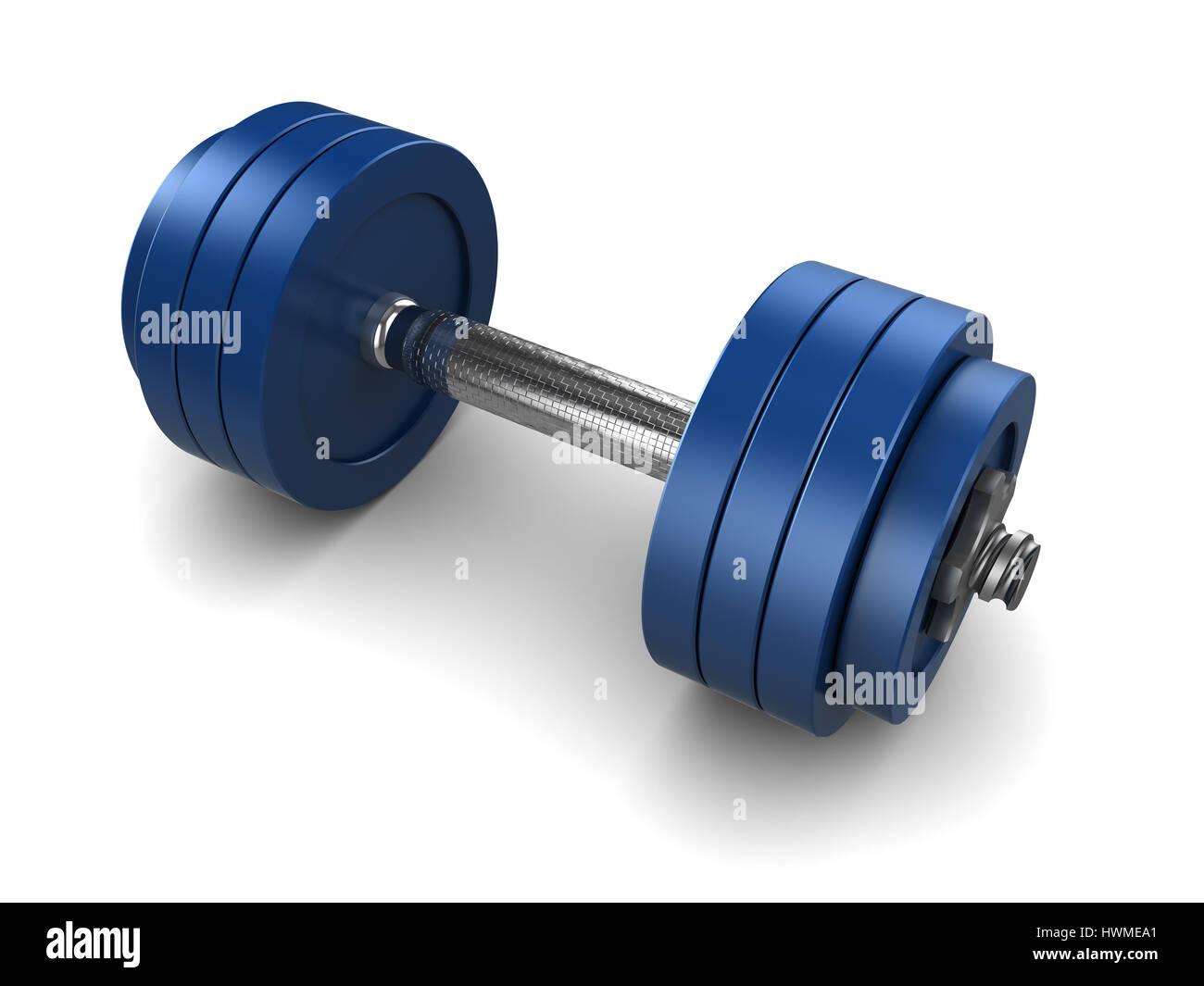 3d illustration of blue dumbbell over white background Stock Photo - Alamy