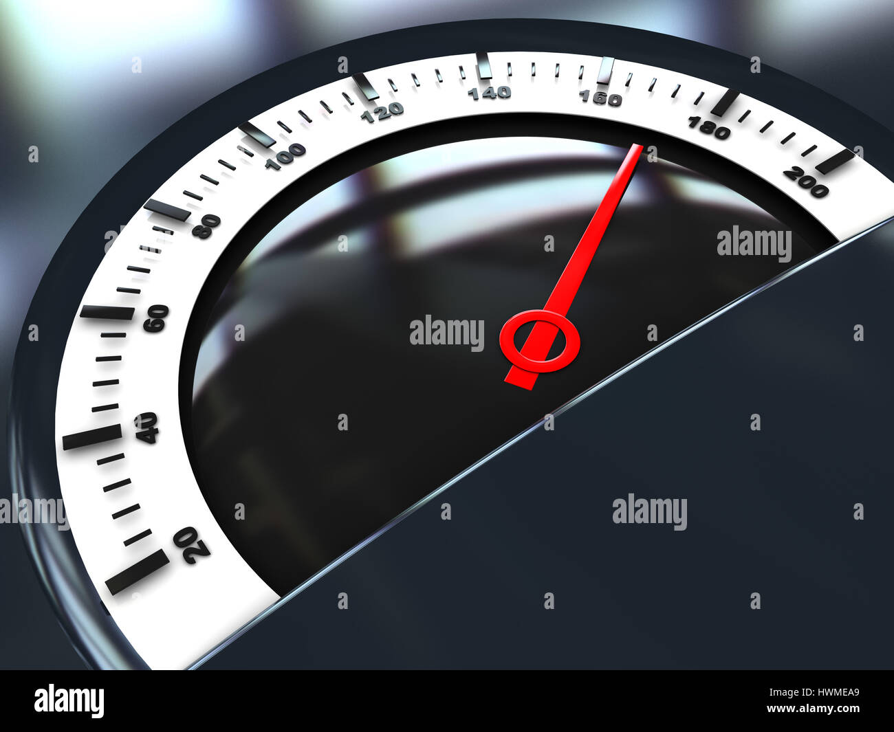abstract 3d illustration of speed meter with red arrow Stock Photo - Alamy
