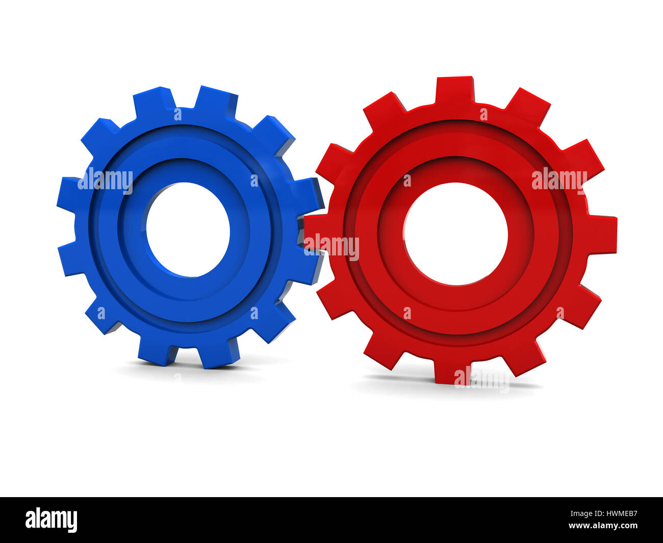3d illustration of two gear wheels over white background Stock Photo ...