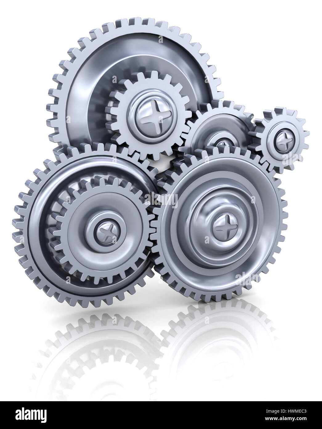3d illustration of gear wheels system over white background Stock Photo ...