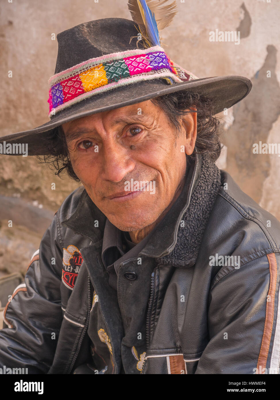Cusco, Peru - May 18, 2016: Portrait of a man - an inhabitant of the ...