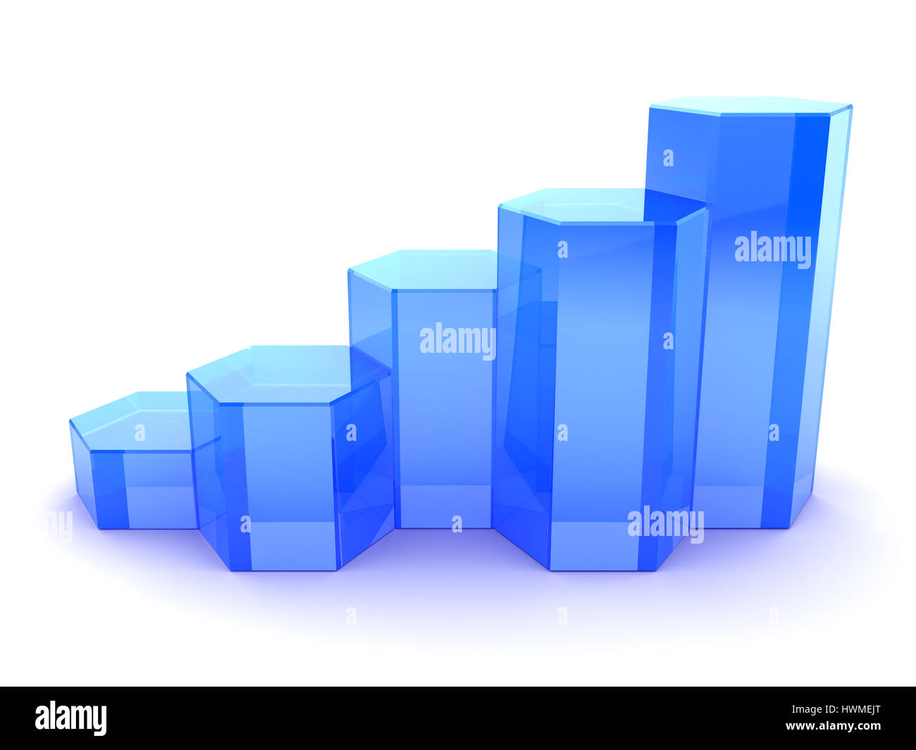 3d illustration of growing graph over white background Stock Photo - Alamy