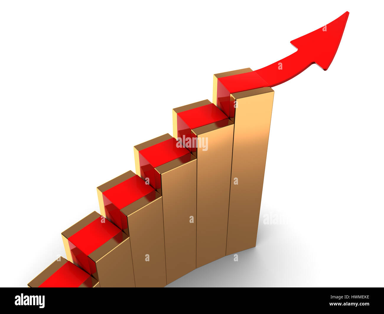 3d illustration of rising charts with red arrow Stock Photo - Alamy