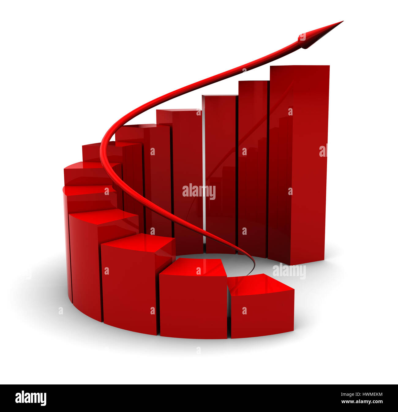 3d illustration of business success charts with arrow, over white ...