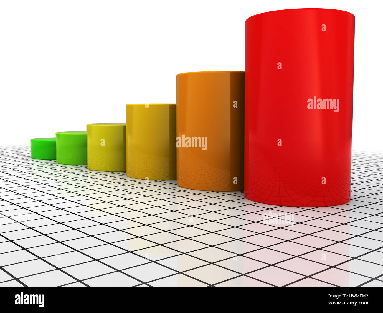 3d illustration of colorful raising charts over grid background Stock ...