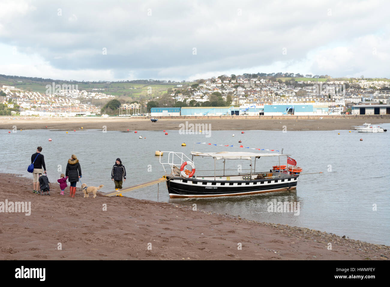 People about to travel on the Teignmouth to Shaldon Ferry from Shaldon ...