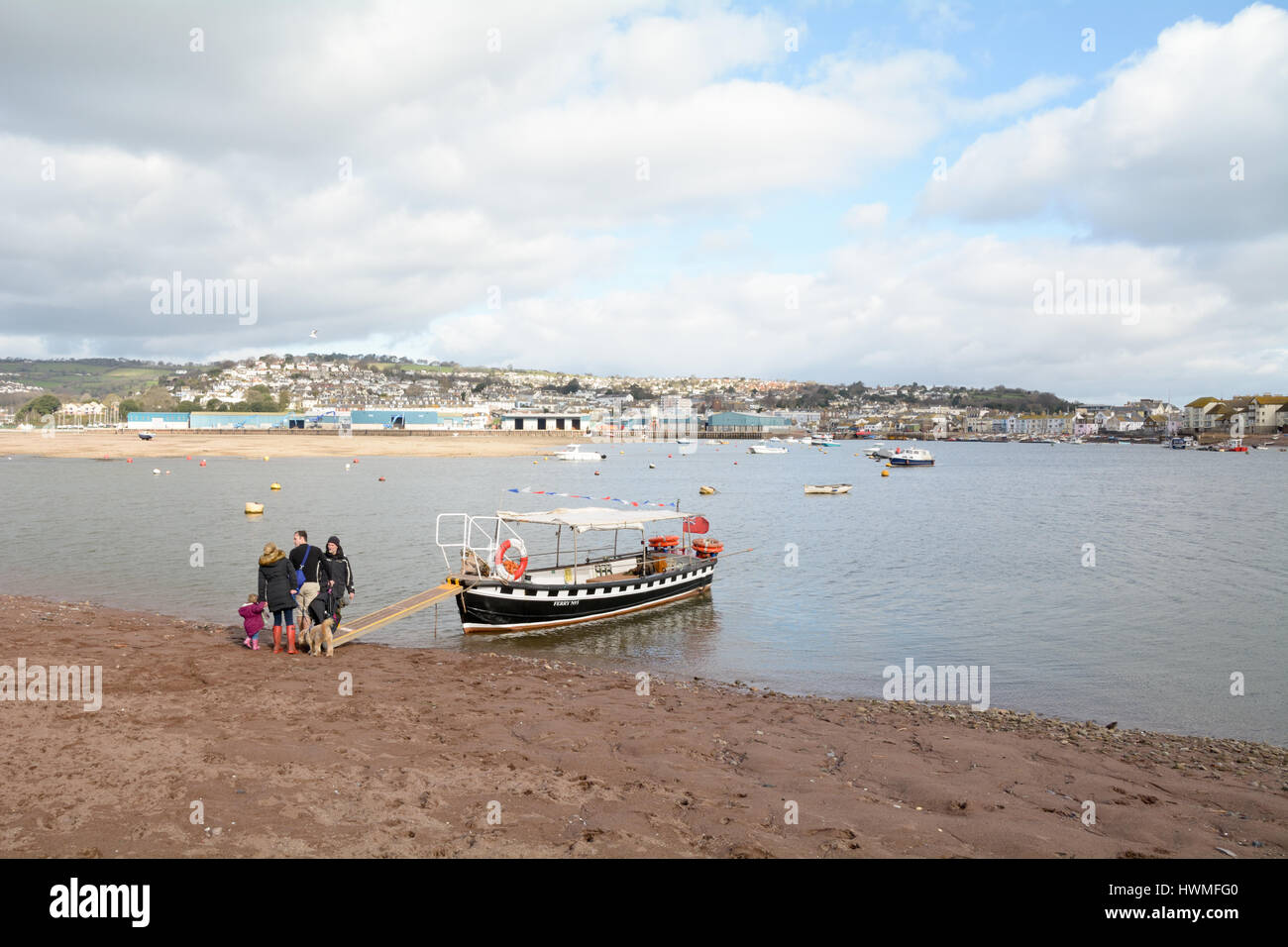 People about to travel on the Teignmouth to Shaldon Ferry from Shaldon ...