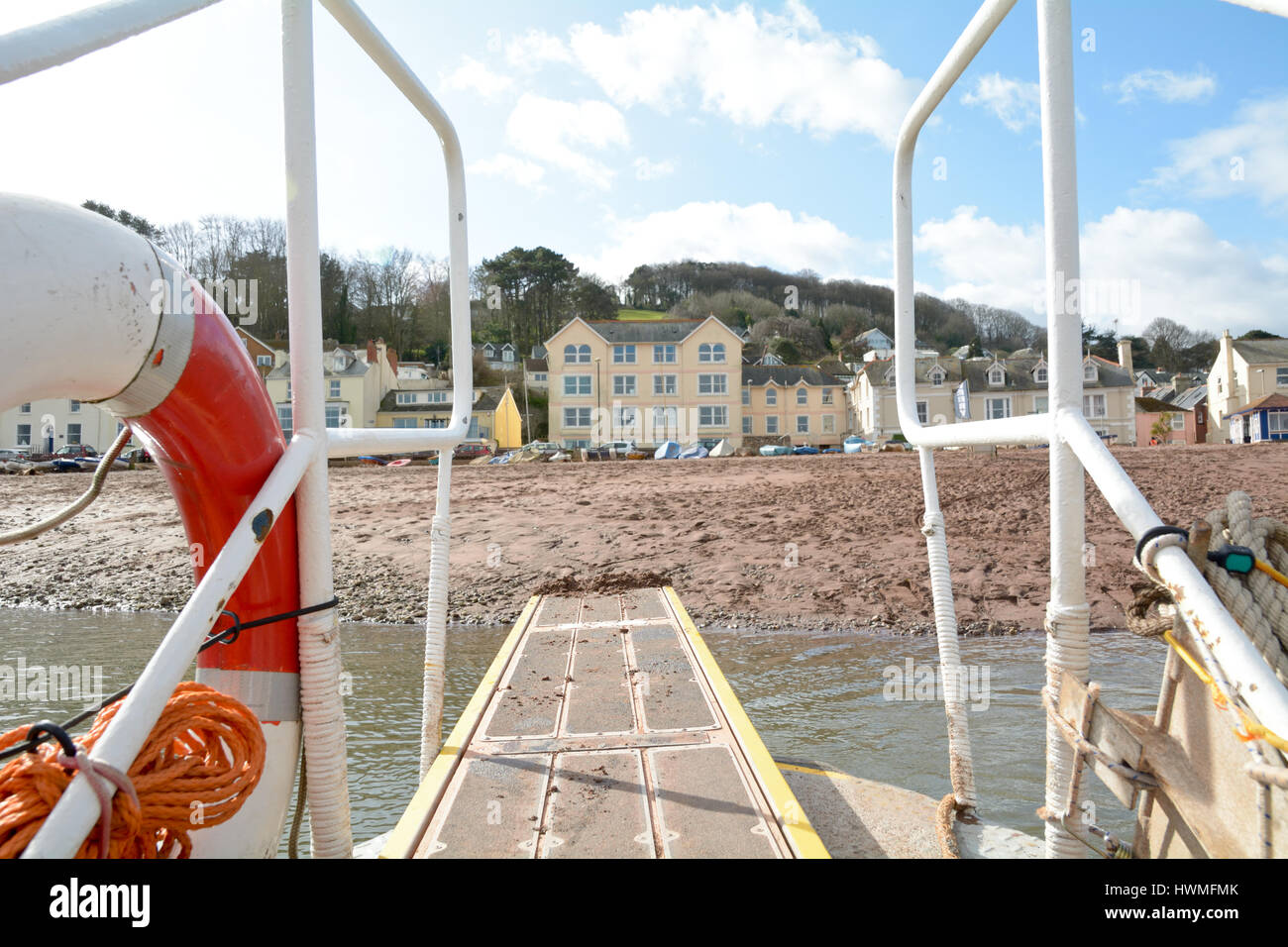 The Teignmouth to Shaldon Ferry about to reach the beach in Shaldon in ...