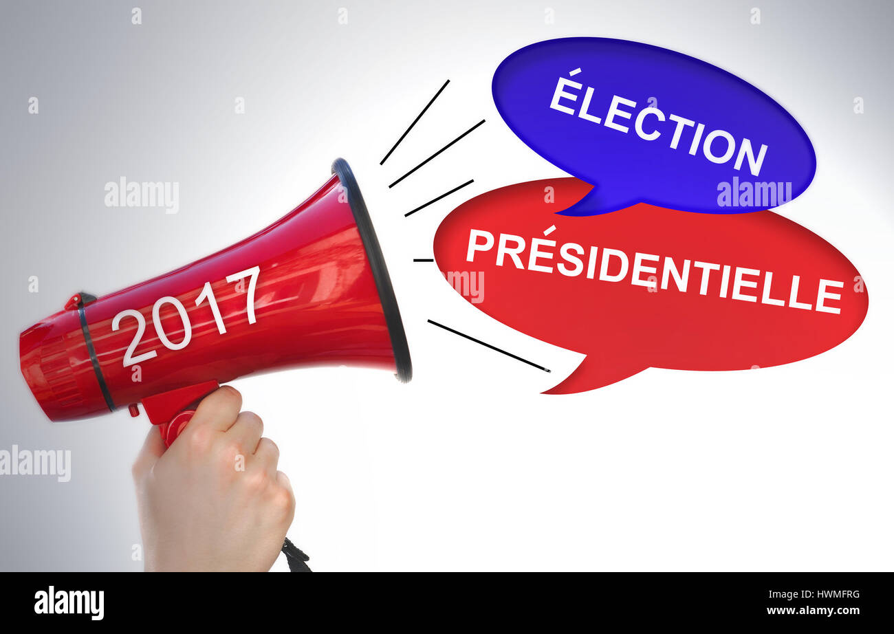 text in french presidential election 2017 with loudspeaker Stock Photo ...