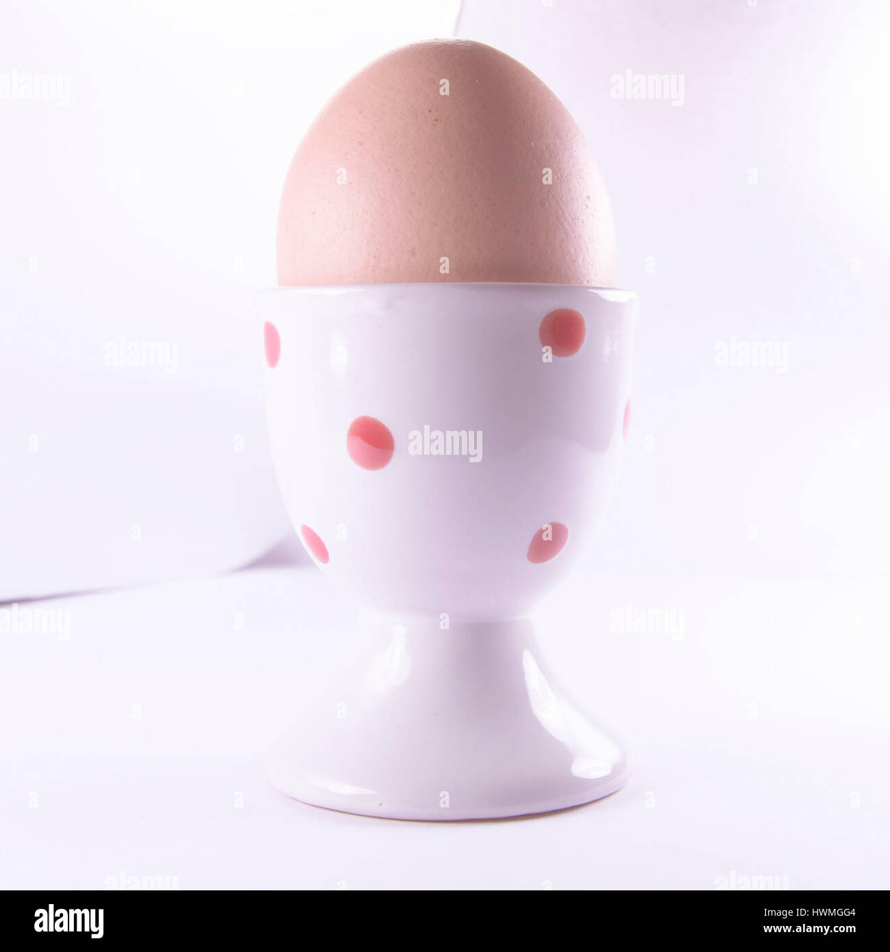 egg in white egg cup on white background with overexposed lights Stock ...