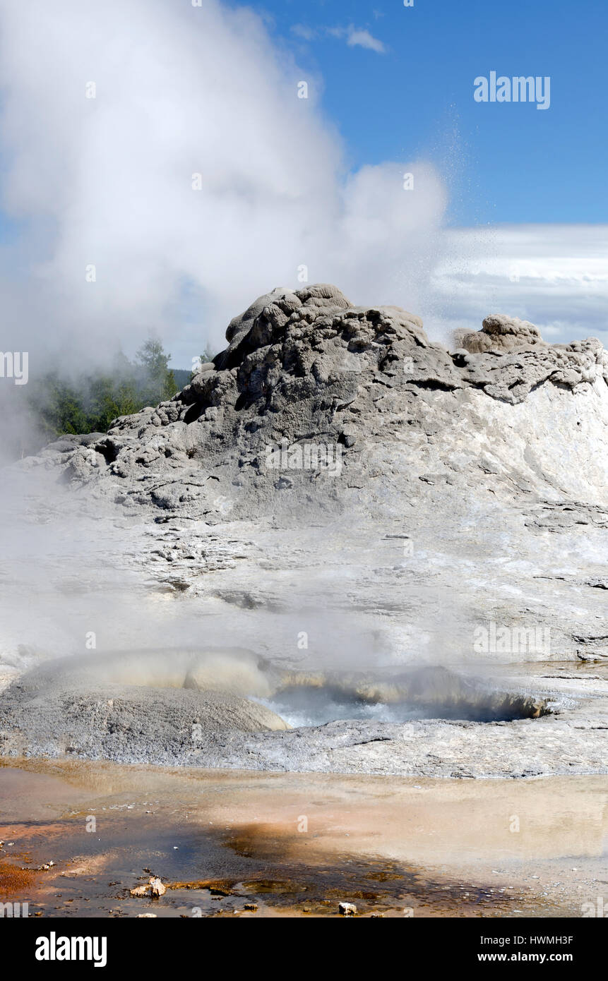 geyser and lakes in Yellowstone national Park Stock Photo - Alamy