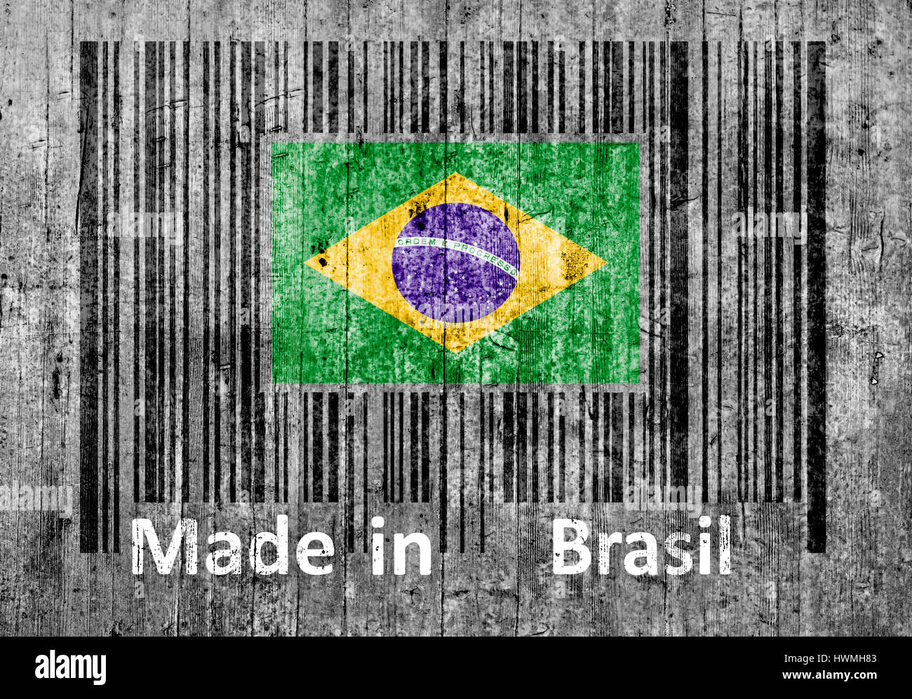 Bar code on concrete Made in Brasil Stock Photo - Alamy