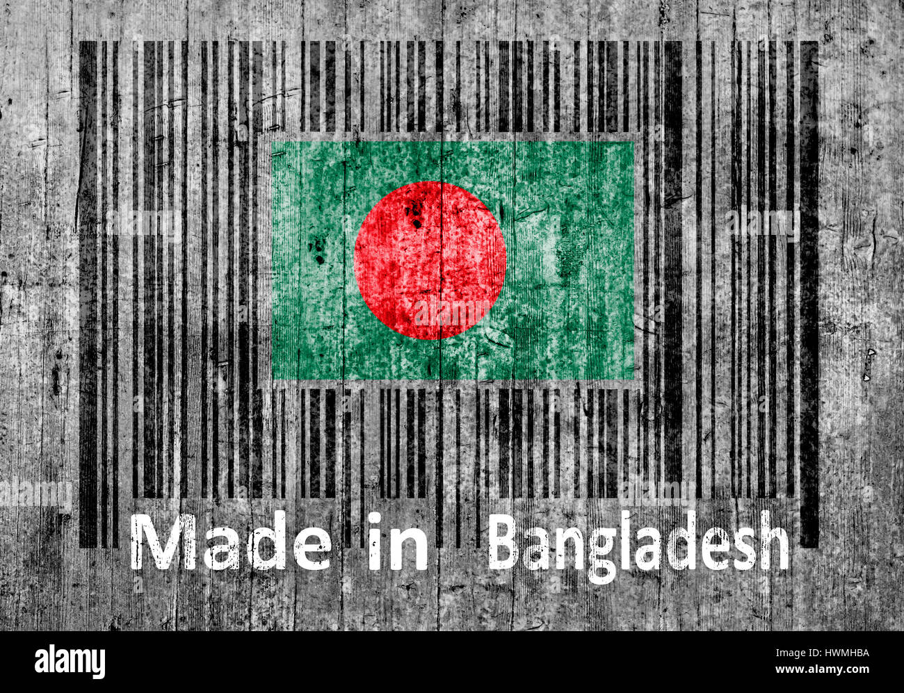 Bar code on concrete Made in Bangladesh Stock Photo - Alamy