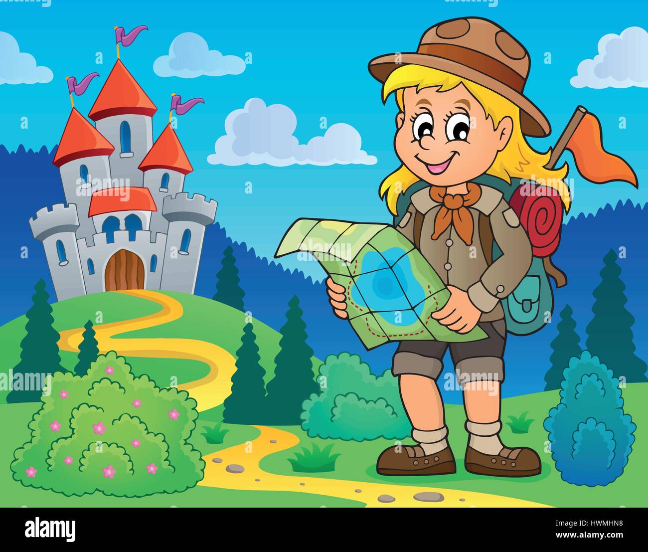 Scout girl theme image 7 - eps10 vector illustration Stock Vector Image ...