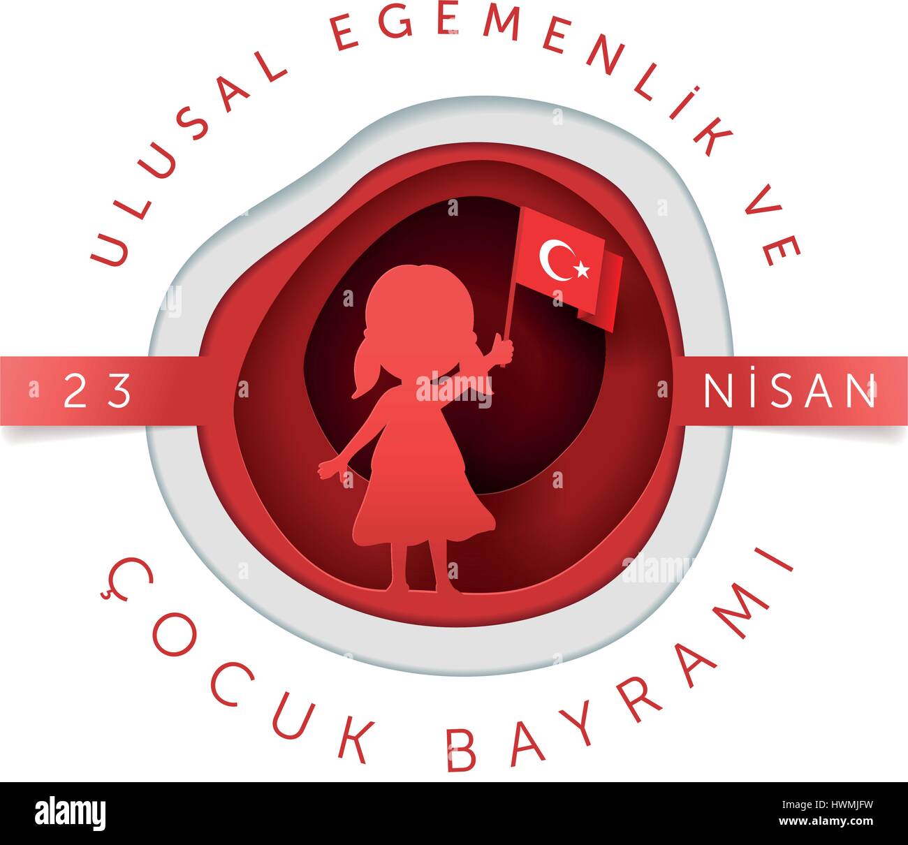 Vector illustration of the 23 Nisan Çocuk Bayrami, April 23 Turkish ...
