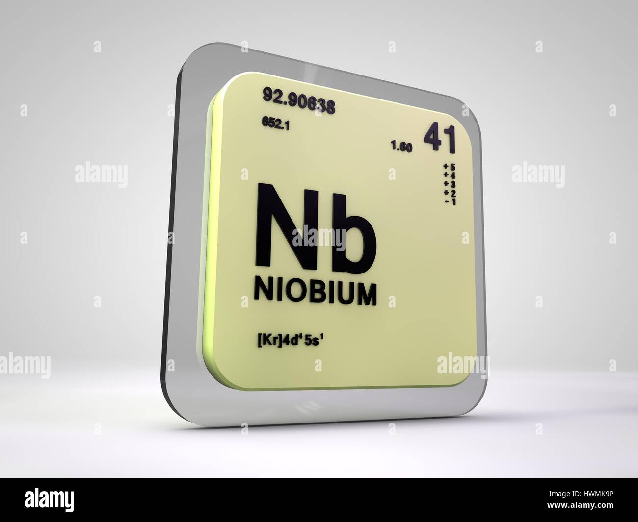 Niobium - Nb - chemical element periodic table 3d render Stock Photo ...