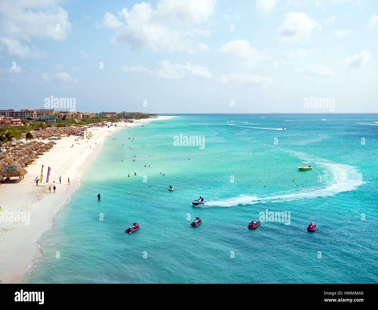 Aerial from Eagle beach on Aruba island in the Caribbean Sea Stock ...