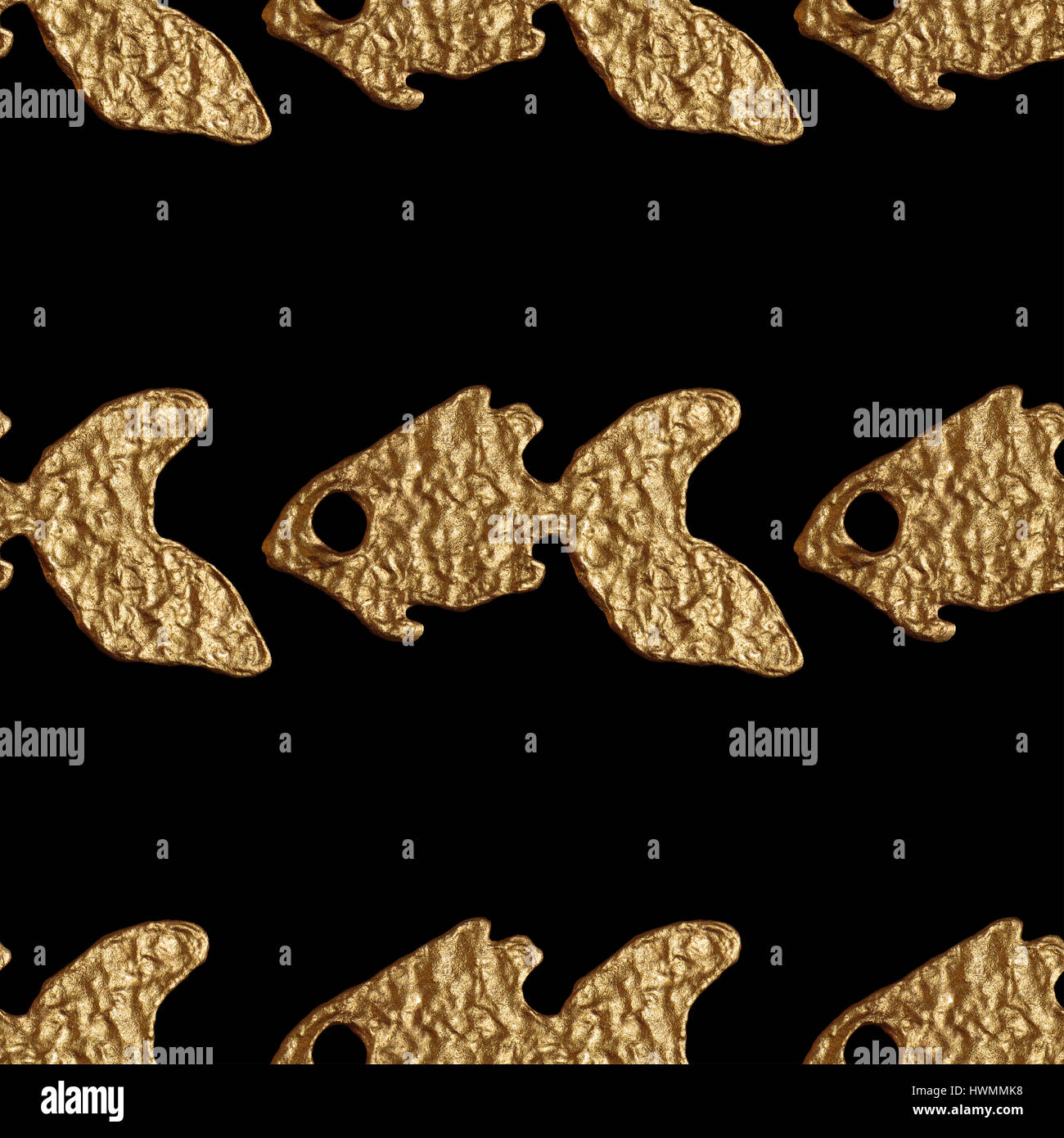 Gold fishes seamless pattern. Hand painted glittering sea background ...
