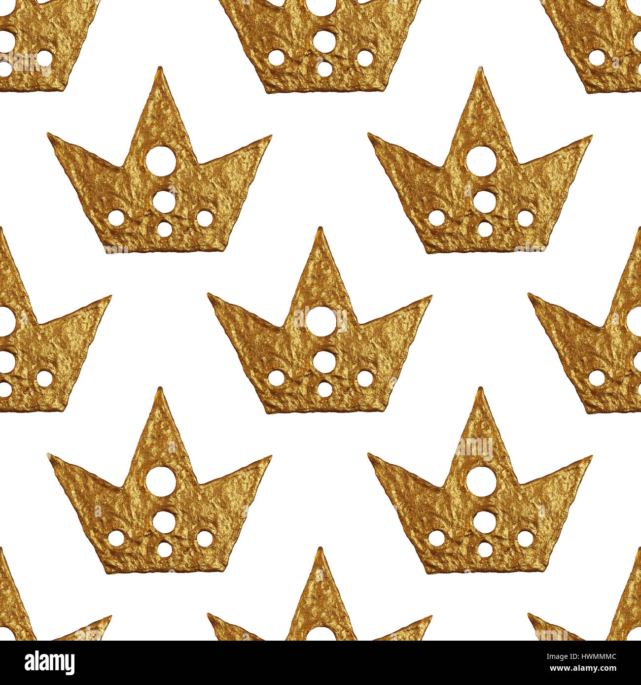 Crown pattern. Hand painted seamless background. Vintage gold ...