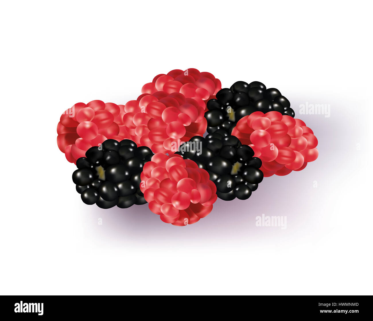 Mixed berries on white background Stock Photo - Alamy